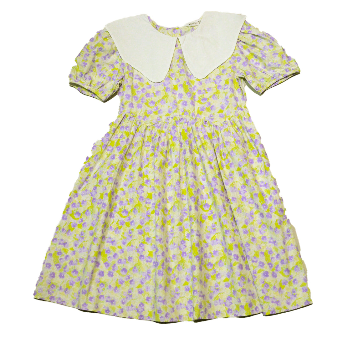White Purple Floral Peterpan Collar Dress | Nawao.com