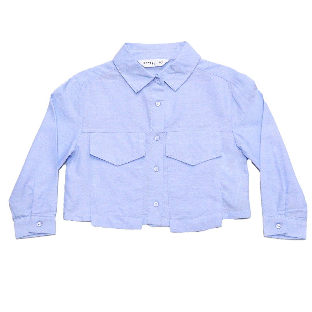 Blue Chambray Button Front Blouse | Nawao.com