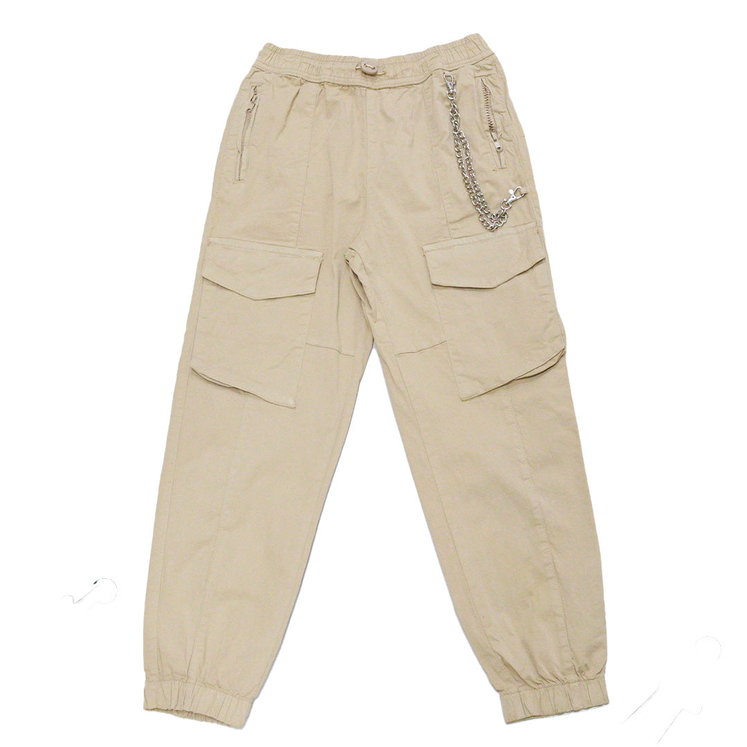 Beige Cargo Pocket With Chain Pants Beige | Nawao.com